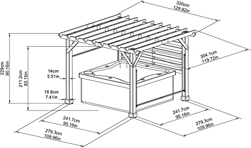 Sunjoy Cedar Pergola 10 x 11 ft. Wooden Hot Tub Pergola with Adjustable Canopy and Privacy Screen by SummerCove