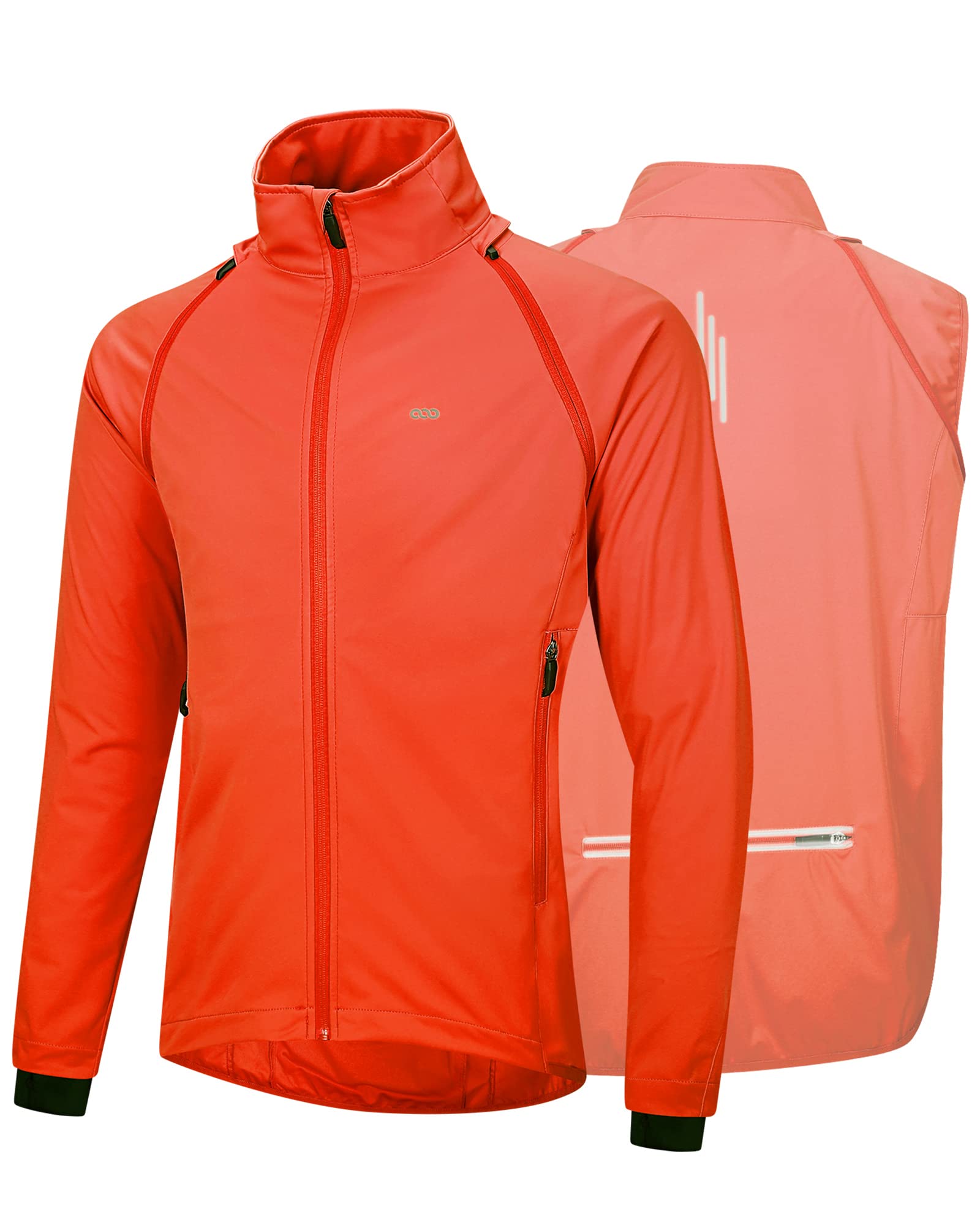 33,000ft Men's Cycling Jacket Long Sleeve, Waterproof Running Bike Vest Outerwear Reflective Windproof Sleeveless Jacket