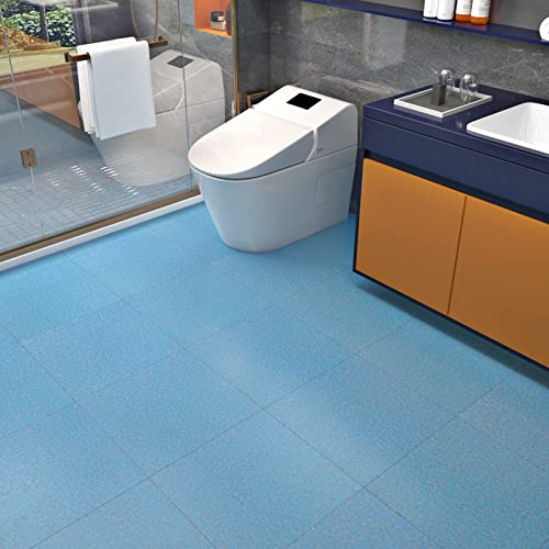 WESTICK Blue Peel & Stick Floor Tiles - Thick, Durable, Waterproof Vinyl Flooring - 5 Pack, 12x12 IN