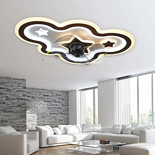 HYDL Modern Ceiling Fans with Lights, Flush Mount Ceiling Fan with Remote, Timing Function Luxury Fan, for Kids Room/Bedroom/Living Room, 64CM