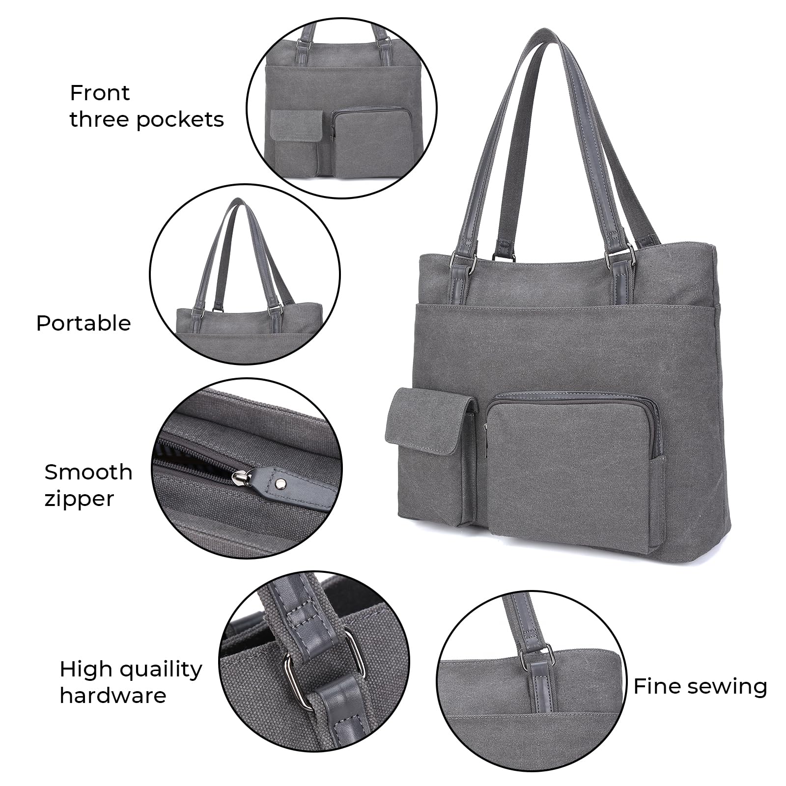 Laptop Tote Bag for Women Work Bags Professional 15.6 Inch Large Canvas Purse with Pockets