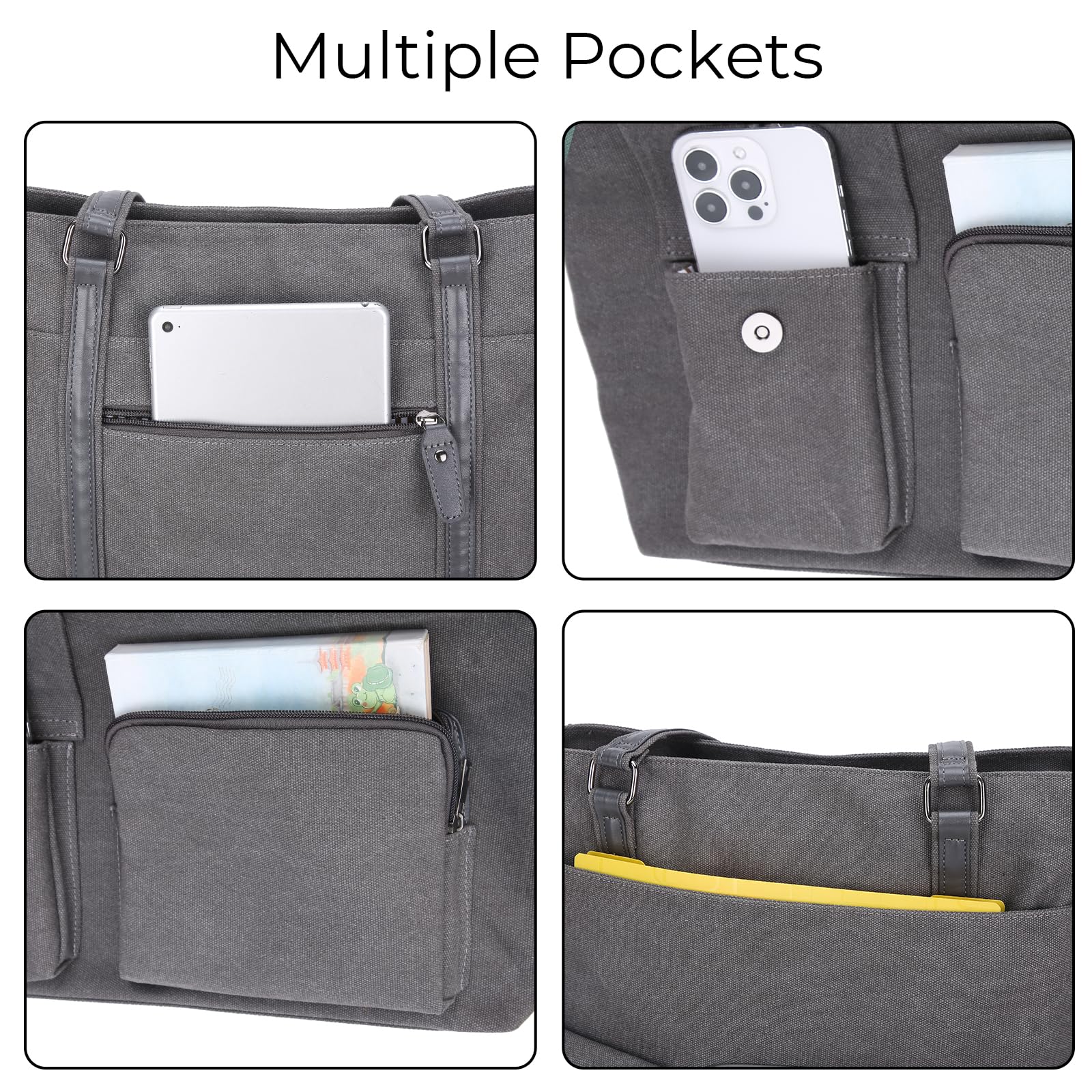 Laptop Tote Bag for Women Work Bags Professional 15.6 Inch Large Canvas Purse with Pockets