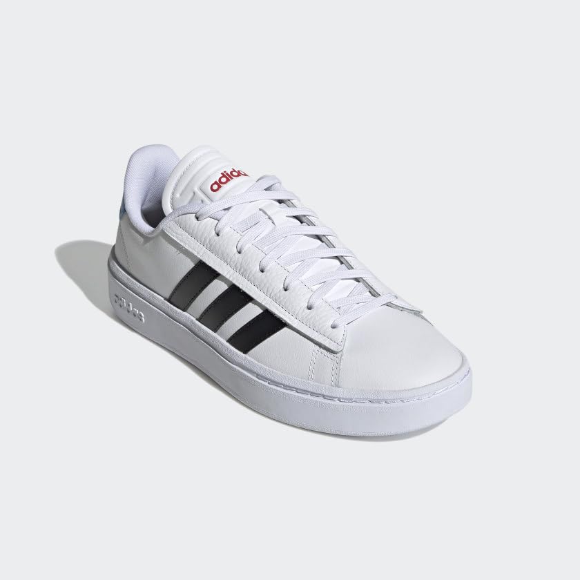 adidas Men's Grand Court Alpha Tennis Shoe, White/Core Black/Blue Rush, 10.5