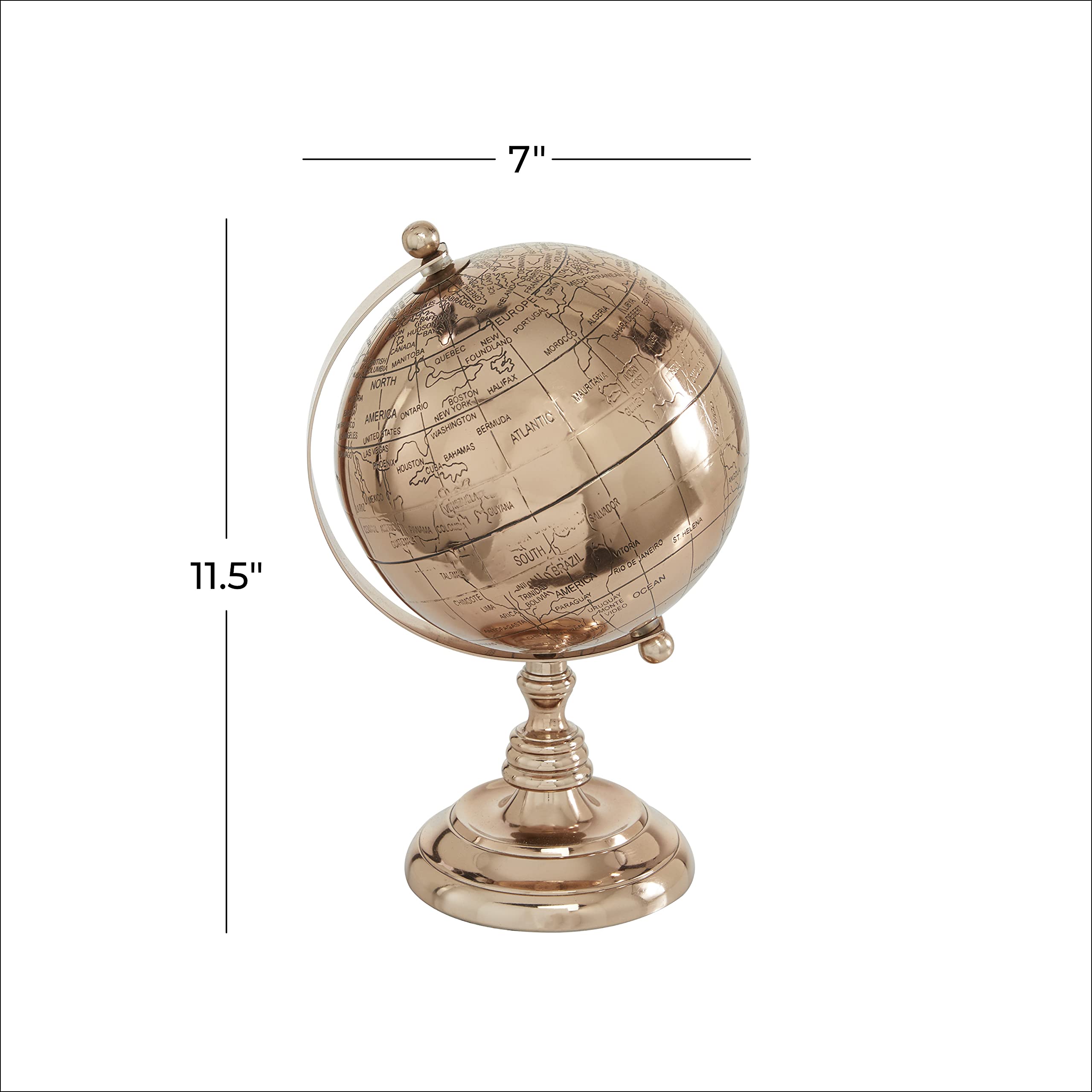 The Novogratz Aluminum Globe, 7" x 7" x 11", Rose Gold