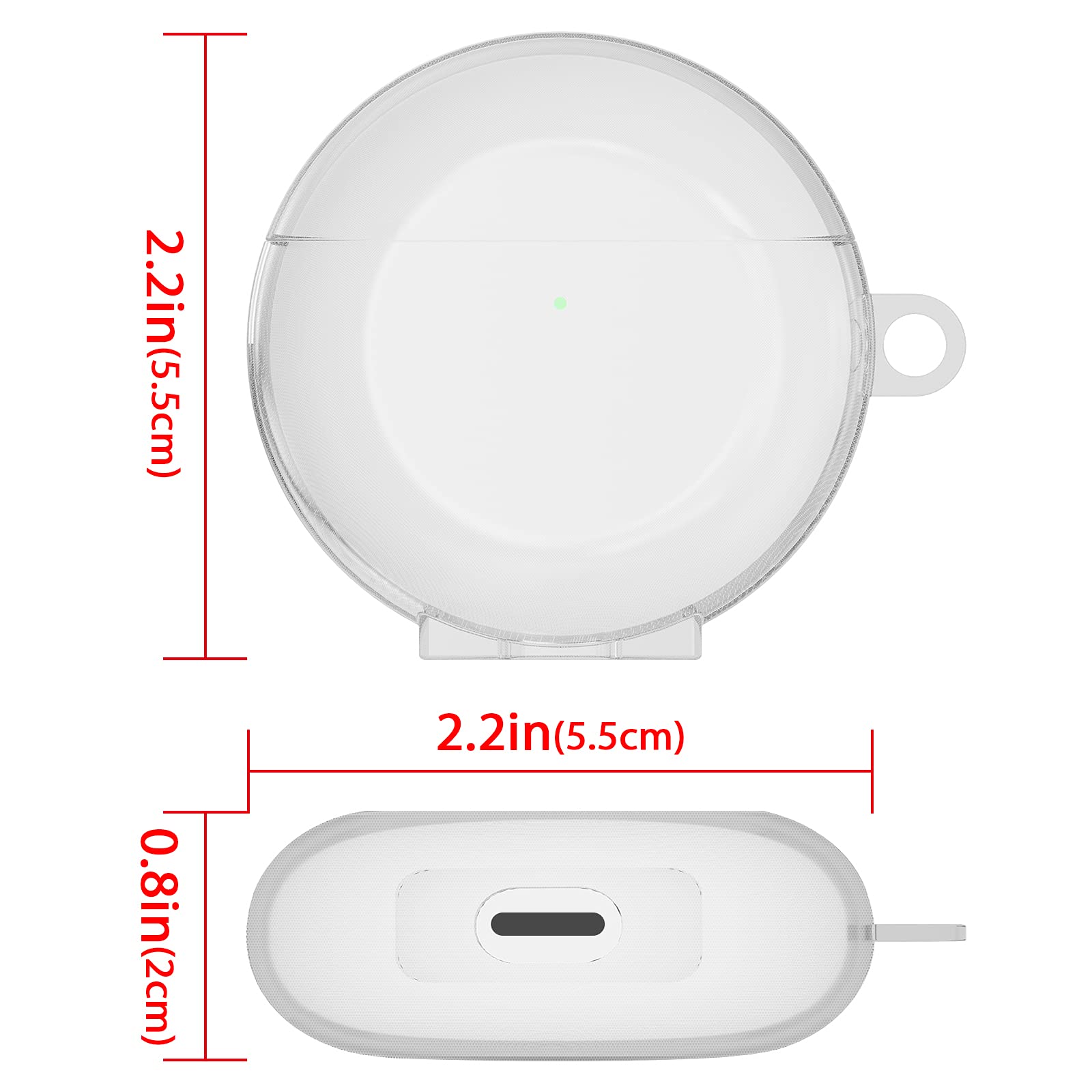 Geekria TPU Case Cover Compatible with Huawei FreeBuds 4 True Wireless Earbuds, Protective Earphones Skin Cover with Keychain Hook, Charging Port Accessible, Front LED Visible (Clear)