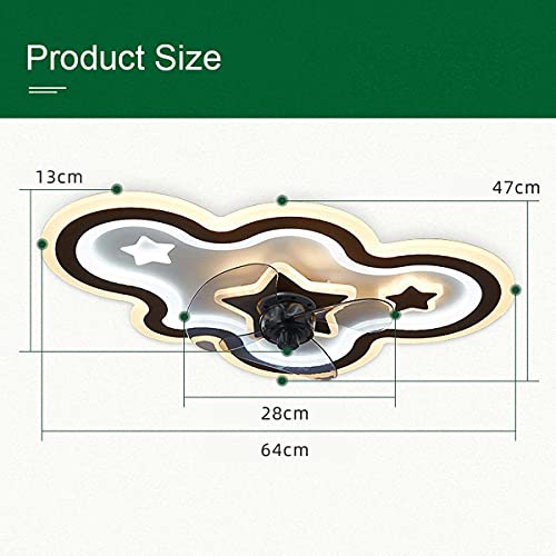 HYDL Modern Ceiling Fans with Lights, Flush Mount Ceiling Fan with Remote, Timing Function Luxury Fan, for Kids Room/Bedroom/Living Room, 64CM