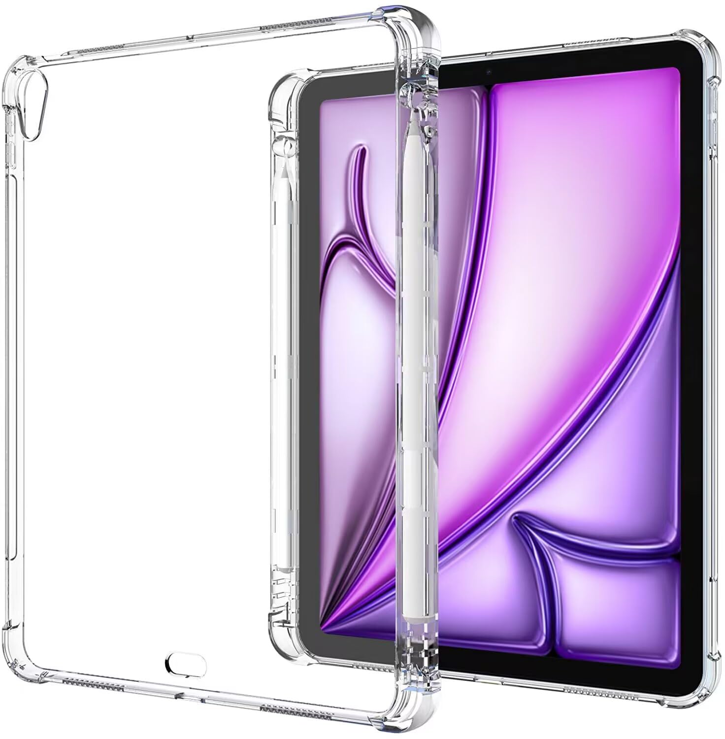 Clear TPU Case for iPad Air 11 inch 2024/ Air 5th/ 4th with Pencil Holder Shockproof, XUYICC Transparent Silicone Rubber Back Cover for iPad Air 11â 2024/Air 5th Gen 10.9" 2022 / Air 4th Gen 2020