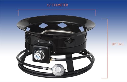 Flame King Smokeless Propane Fire Pit, 19-inch Portable Firebowl, 58K BTU with Self Igniter, Cover, & Carry Straps for RV, Camping, & Outdoor Living