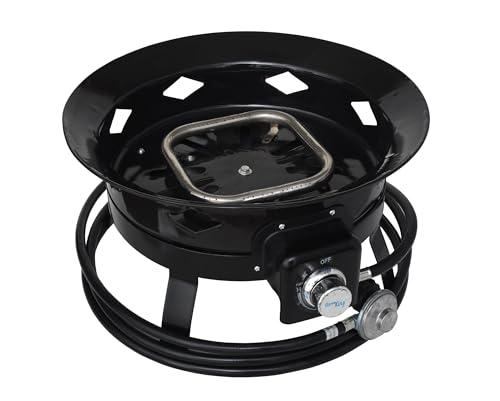 Flame King Smokeless Propane Fire Pit, 19-inch Portable Firebowl, 58K BTU with Self Igniter, Cover, & Carry Straps for RV, Camping, & Outdoor Living
