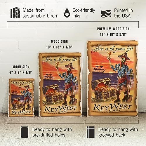 Lantern Press 6x9 Inch Wood Sign, Ready to Hang Wall Decor, Key West, Florida, Pirate Plunder
