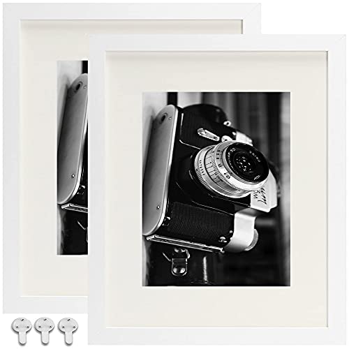 LUOFU 11x14 Picture Frames Set of 2,White Picture Frame 11x14,Display Pictures 8x10 with Mat or 11x14 without Mat,Multi Photo Frames Collage for Wall Art Decorative Display