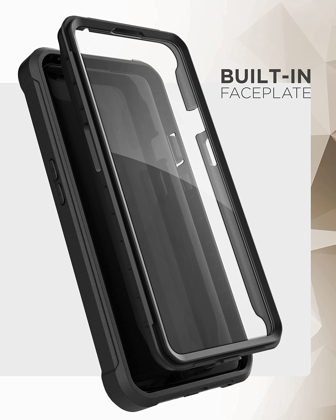 ENCASED Falcon Armor Designed for OnePlus 9 Case with Screen Protector, Protective Full Body Cover with Built-in Screen Guard (Black) (OnePlus 9)