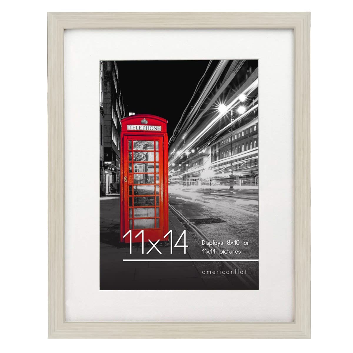 Americanflat 11x14 Picture Frame with Shatter-Resistant Glass - Use as 8x10 Frame with Mat or 11x14 Frame Without Mat - Signature Collection - Photo Frame for Wall Display - Light Wood