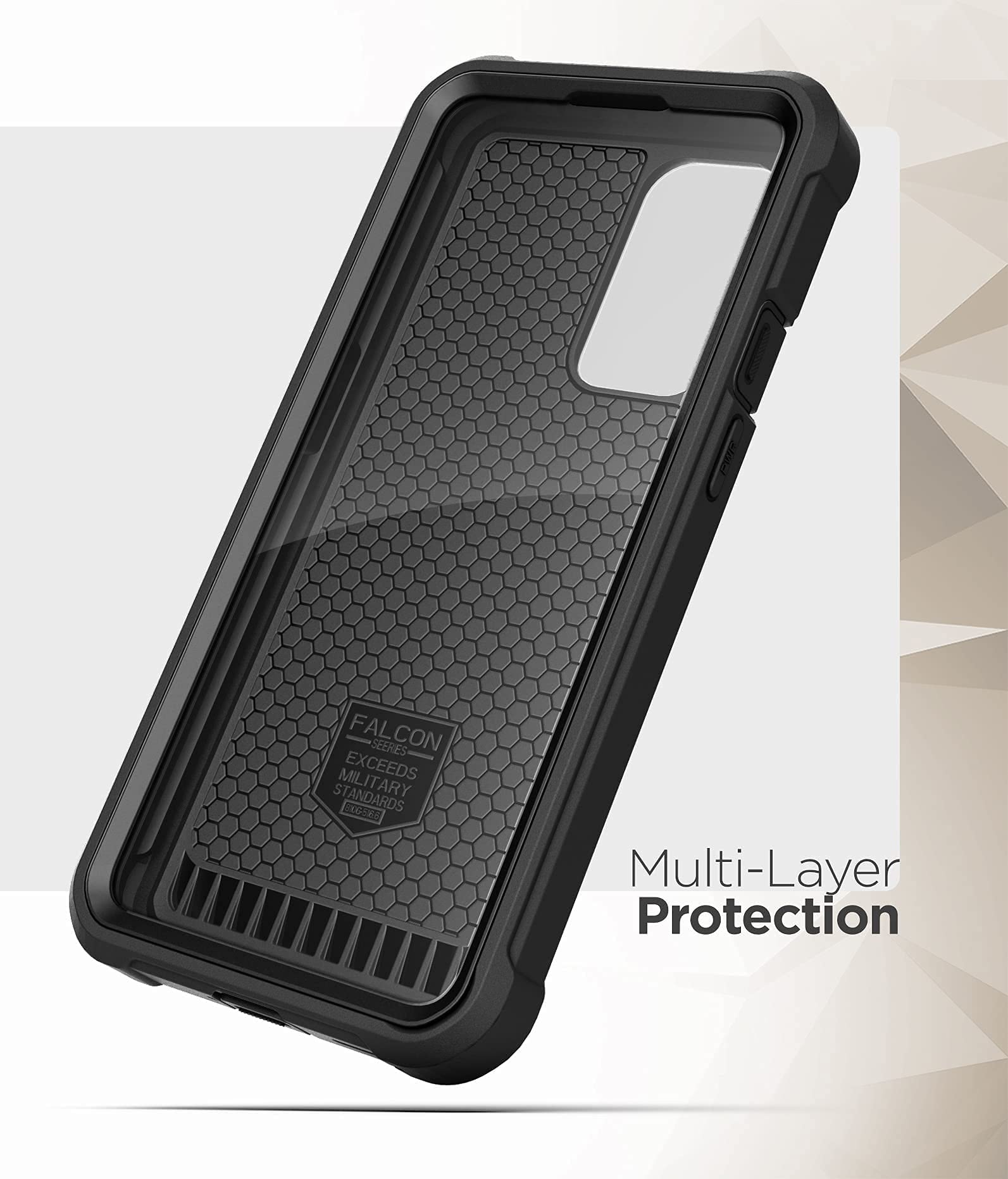 ENCASED Falcon Armor Designed for OnePlus 9 Case with Screen Protector, Protective Full Body Cover with Built-in Screen Guard (Black) (OnePlus 9)