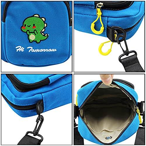 MOSSTYUS Canvas Cartoon Dinosaur Shoulder Messenger Bag Crossbody Purse Travel handbags Cosplay Bag, blue