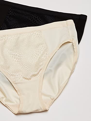 Warner's womens Blissful Benefits Tummy Smoothing Hi-cut Panty Underwear, Sugar Coral Pearled Ivory Black, Large US