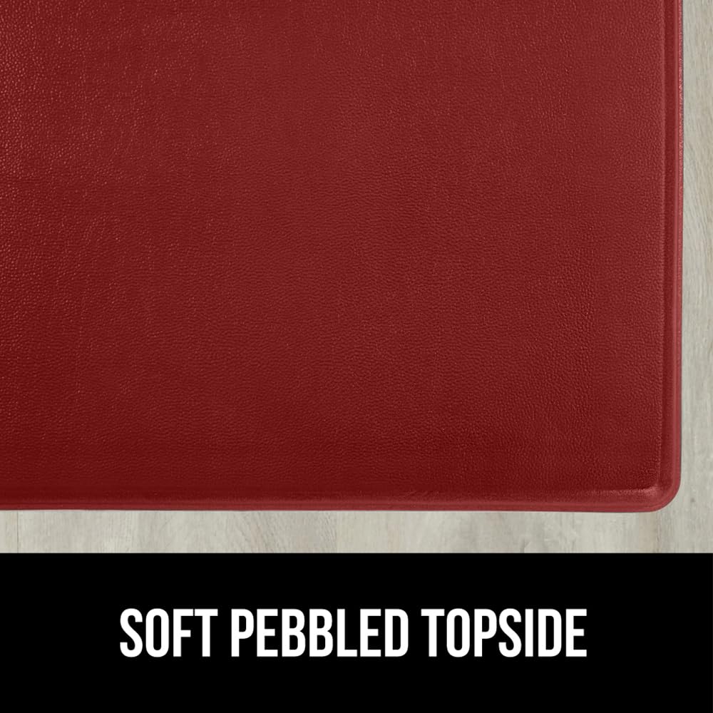 GORILLA GRIP Set of 2 Soft Anti Fatigue Mats for Kitchen Floor, 17x29 + 17x59, Stain and Scratch Resistant, Soft Ergonomic Standing Office Desk Mat, Supportive Memory Foam Rug, 1/2 Inch Thick, Red