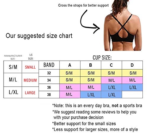 Blue 55 Women's Bralette Wireless Padded Bra Top Sexy Everyday Basic Deep V-Neck (S/M, Polka-Dot)