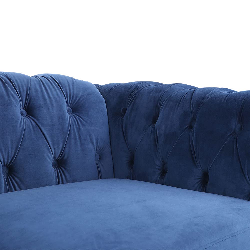 NOSGA Large Sofa, Modern 3 Seater Couch Furniture, Three-seat Sofa Classic Tufted Chesterfield Settee Sofa Tufted Back for Living Room (Blue)