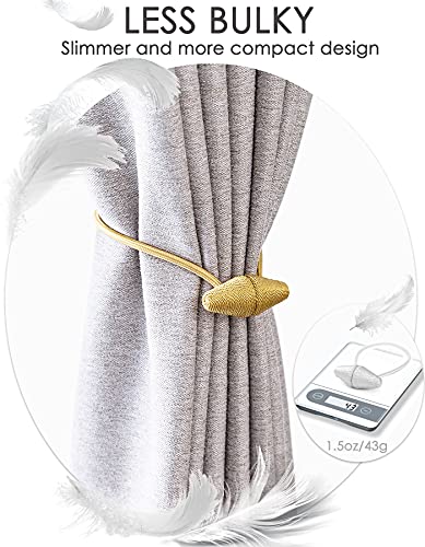 TECVINCI Magnetic Curtain Tiebacks with Upgrade Larger Magnet, 2 Pack 16 Inch Drapery Holdbacks for Indoor & Outdoor Curtain - Silver Grey