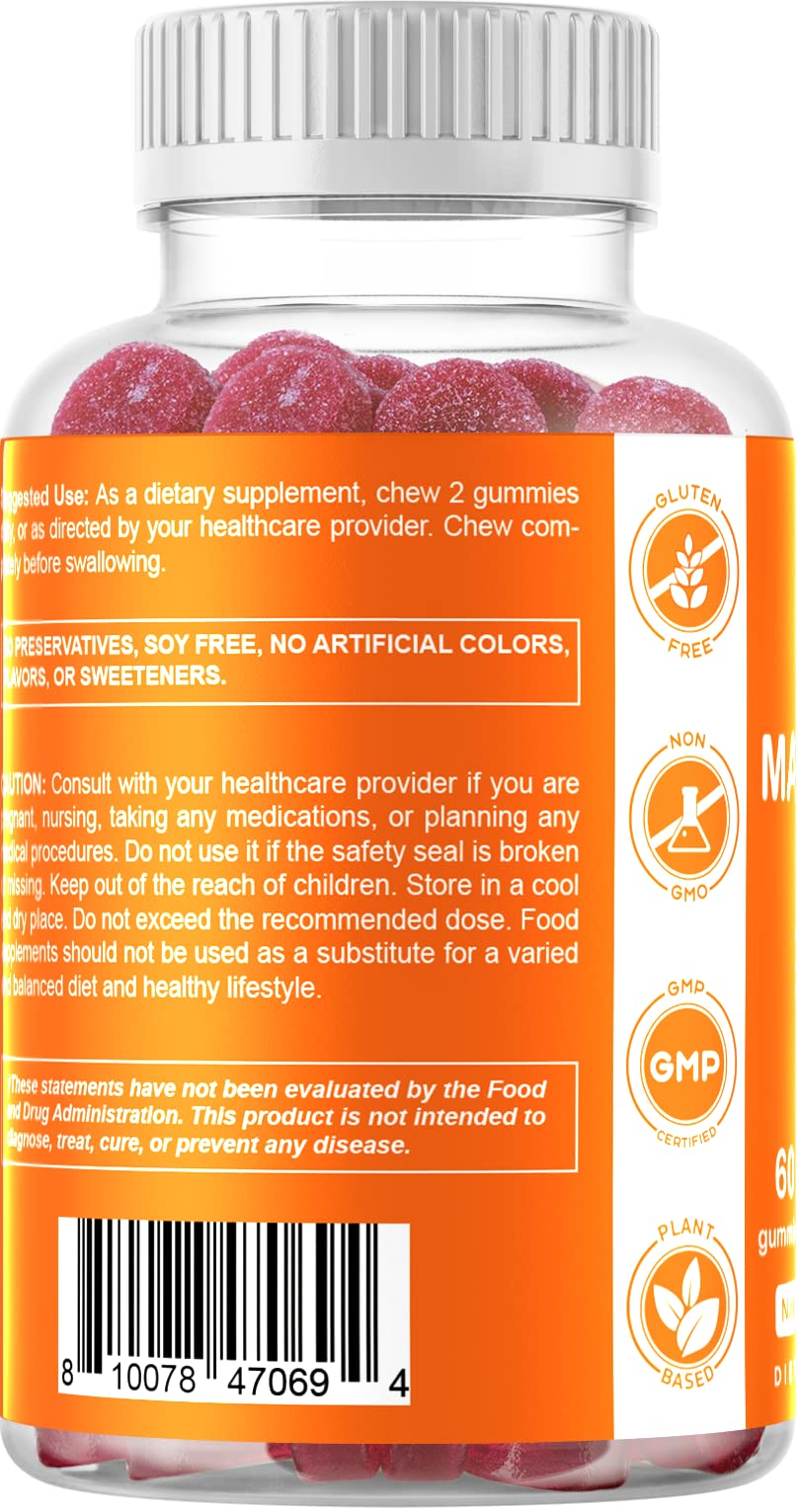 Vitamatic Magnesium Gummies 600mg per Serving – 60 Vegan Count for Relaxation, Muscle, Bone, and Energy Support