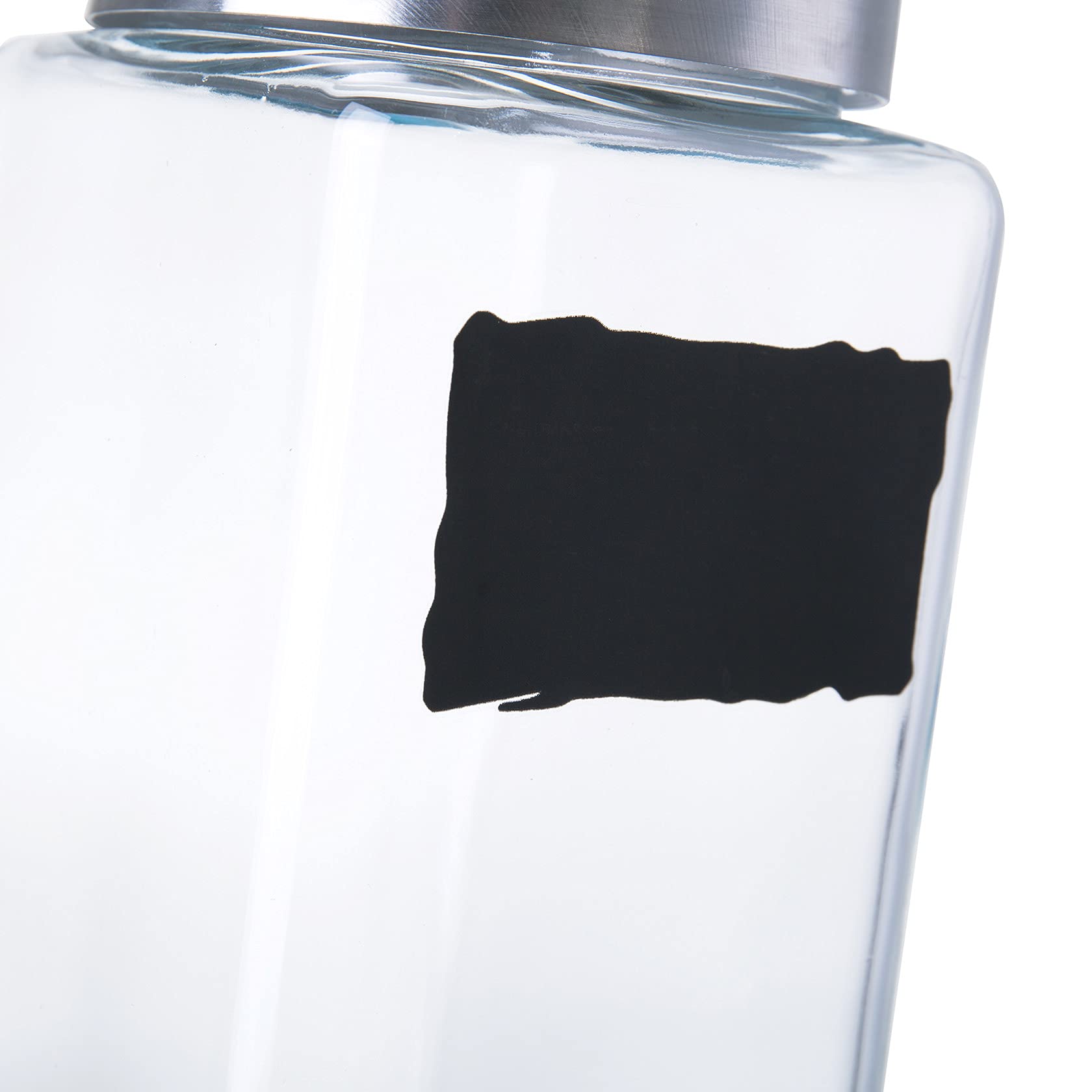 Diamond Star Glass Storage Jar with Stainless Steel Screw Lid 0.5 Gallons Square Glass Canister Kitchen Airtight Glass Jar with Chalkboard Labels (0.5 Gallons)