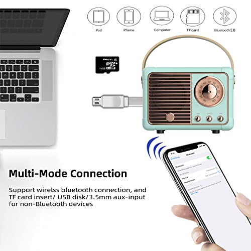 Baolira Vintage Retro Bluetooth Speaker Wireless Mini Speaker,Blue Speaker with Crystal Clear Stereo Sound Rich Bass, Retro Portable Speaker for iPhone,Android Devices and Tablet(Blue)