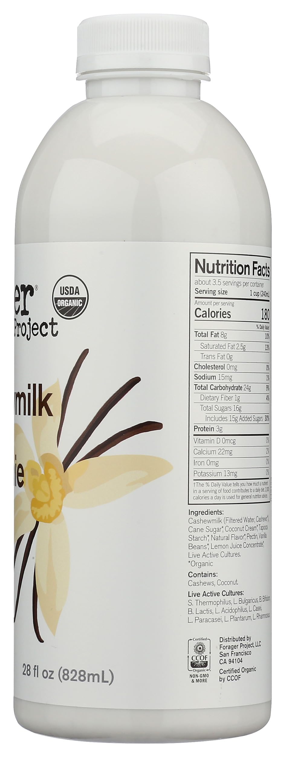 FORAGER PROJECT Organic Vanilla Cashew Drinkable Yogurt, 28 FZ