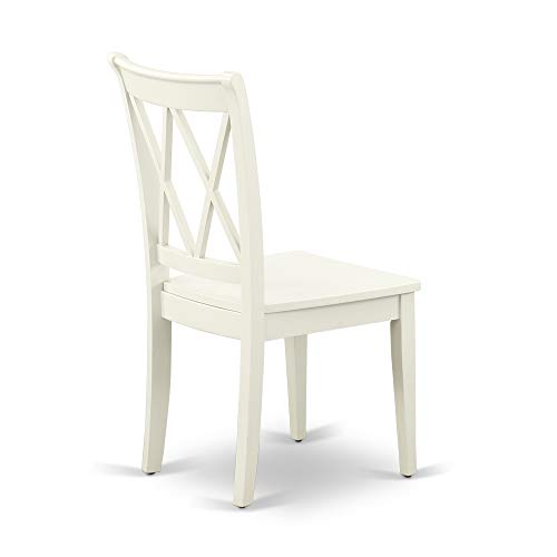 East West Furniture HBCL3-LWH-W 3 Piece Dinette Set for Small Spaces Contains a Round Dining Table with Pedestal and 2 Dining Chairs, 42x42 Inch, Linen White