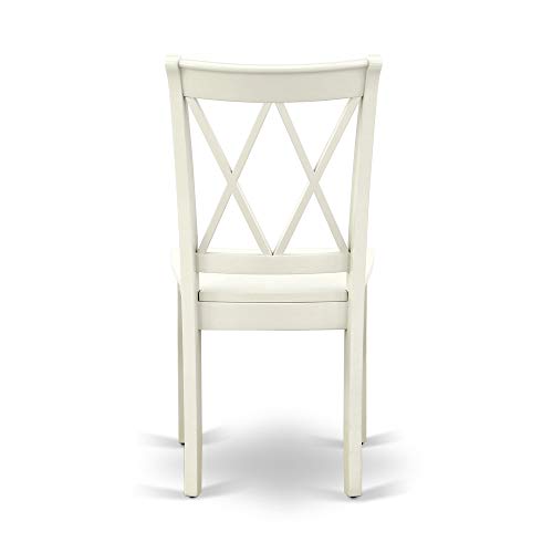 East West Furniture HBCL3-LWH-W 3 Piece Dinette Set for Small Spaces Contains a Round Dining Table with Pedestal and 2 Dining Chairs, 42x42 Inch, Linen White