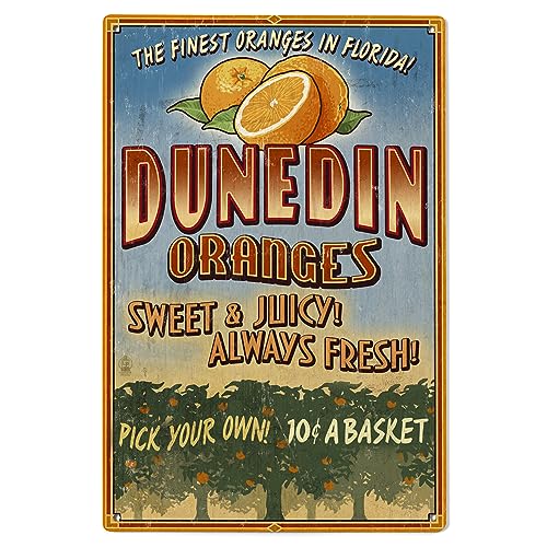 Lantern Press 6x9 Inch Wood Sign, Ready to Hang Wall Decor, Dunedin, Florida, Orange Grove, Vintage Sign