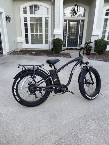 Soumye Beach Cruiser E-Bike 1050W Pack Watts Motor 48V/768WH Lithium Battery 26”x4.0 Fat Tire Max Speed 28m/h Step-Thru M5 Larger Size Display, 7 Gears for Adults (S132-Black)