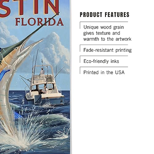 Lantern Press 6x9 Inch Wood Sign, Ready to Hang Wall Decor, Destin, Florida, Sailfish