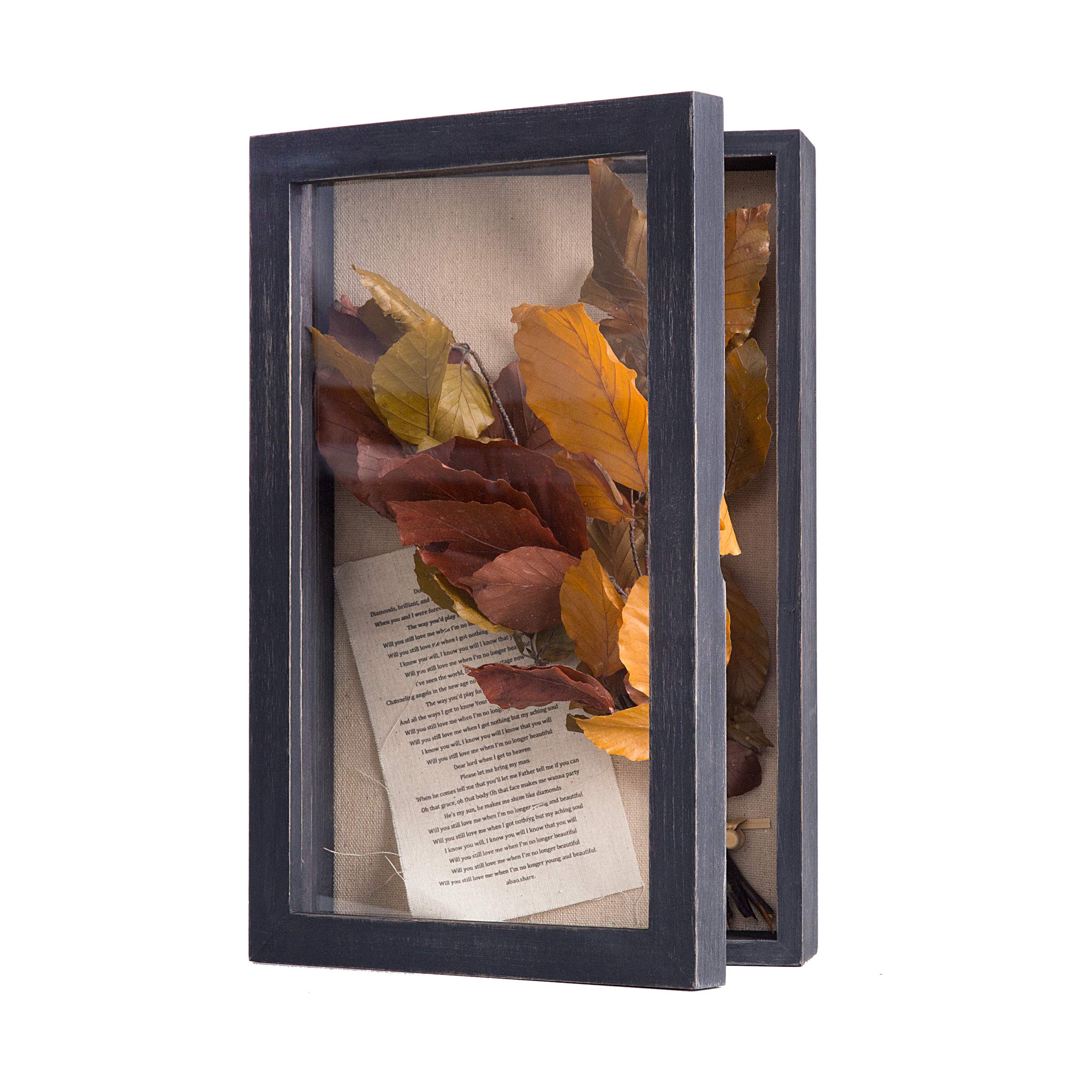 Freezing point Shadow Box Frame 8x12.5 Shadow Box Display Case Cabinet Picture with Linen Back Memorabilia Awards Medals Pin Bouquet Wedding Flower Baby Memory Box for Keepsake Black Large