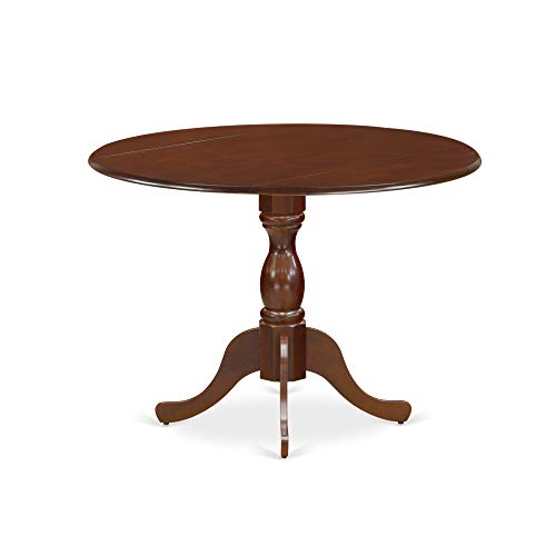 East West Furniture DMDA5-MAH-W 5 Piece Dining Set Includes a Round Dining Table with Dropleaf and 4 Kitchen Chairs, 42x42 Inch, Mahogany