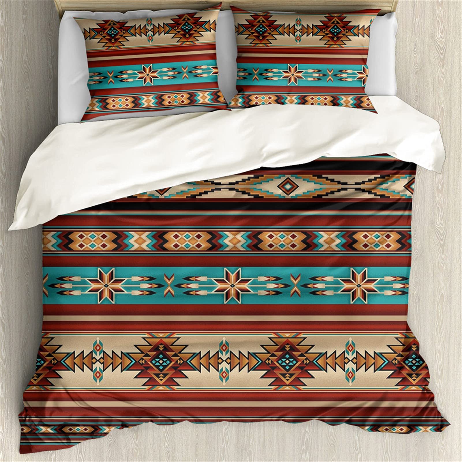 ZFRXIGN Southwester Bedding Sets for Women Men Duvet Cover Native American Indian Style Comforter Quilt Covers Twin 1 Duvet Cover 2 Pillowcases (King, Tribal Aztec)