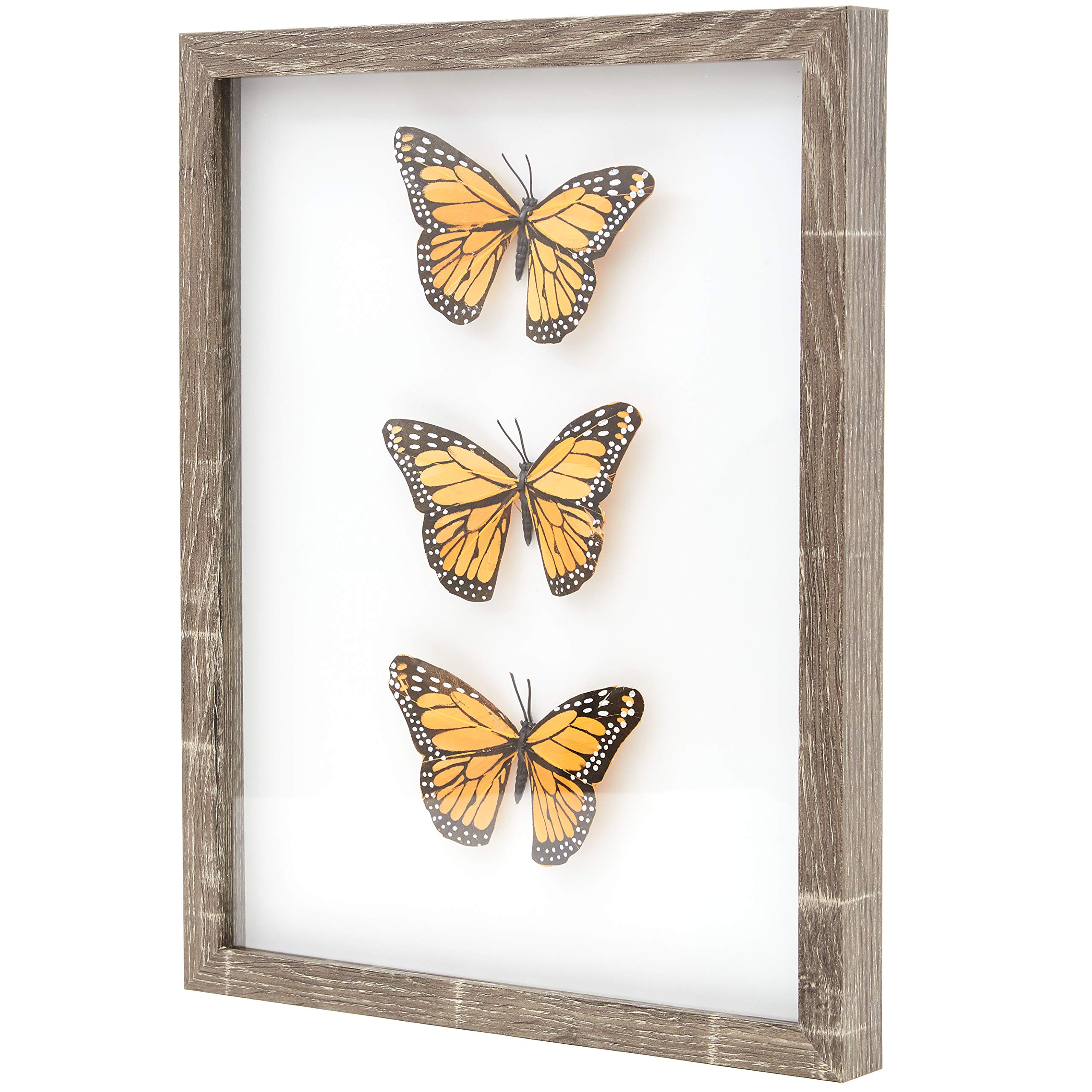 Super-Sturdy 11x14 Gray Shadow Box Frame With Glass 1pk . Large Rustic Wood Memory Box For Wedding Flowers, Jerseys, Pet Photos, Ticket Stubs or Medals