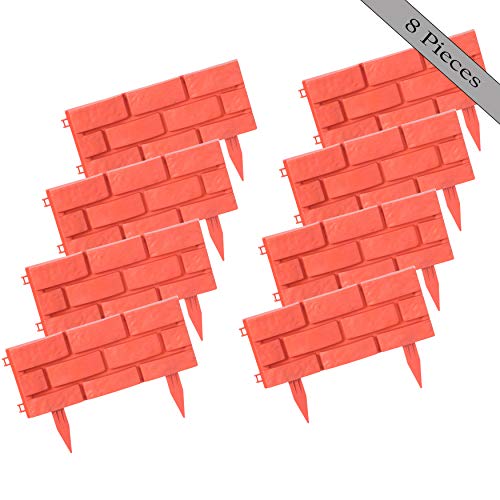 Gardenised Outdoor Brick Stone Gate Lawn Edging Pack of 8, Red