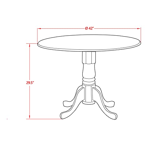 East West Furniture DMDA5-MAH-W 5 Piece Dining Set Includes a Round Dining Table with Dropleaf and 4 Kitchen Chairs, 42x42 Inch, Mahogany