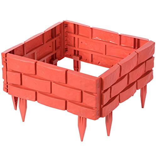Gardenised Outdoor Brick Stone Gate Lawn Edging Pack of 8, Red