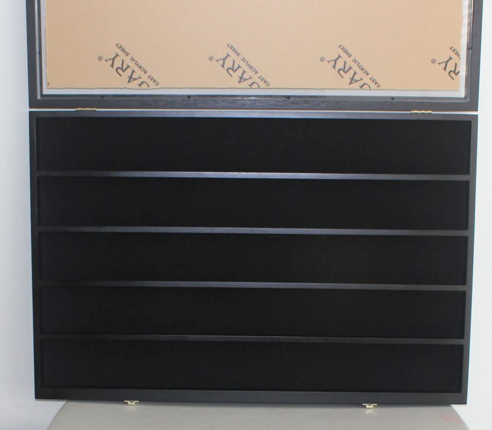 DisplayGifts Playing Card Display Case Frame Holds 60 Decks Collectible Poker Cards Only Acrylic Door UV Protection Black
