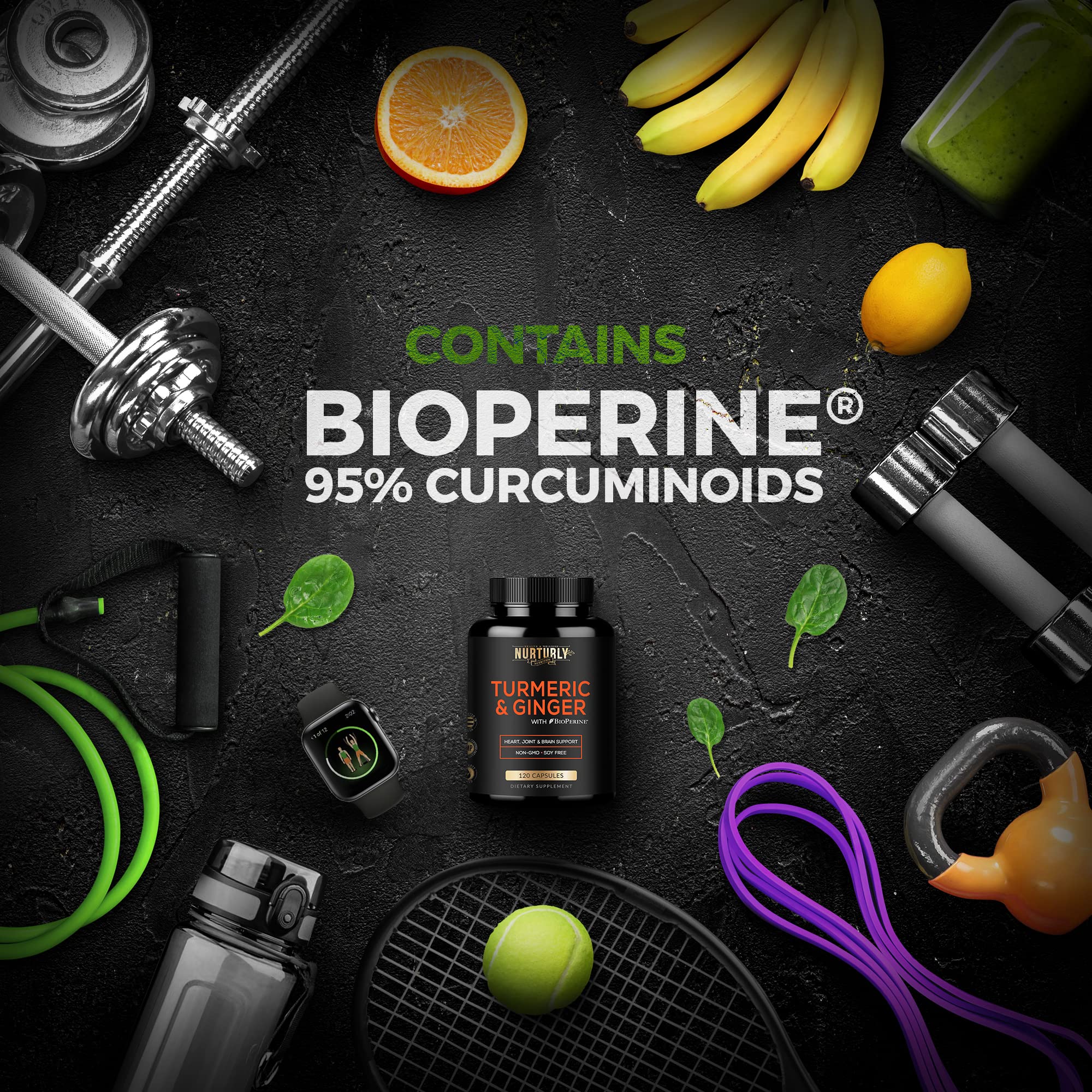Magnesium Complex and Turmeric Curcumin with BioPerine&Ginger - Magnesium Citrate 500MG - Muscle Relaxation, Sleep and Energy, Bone Density and Strength, Hearth