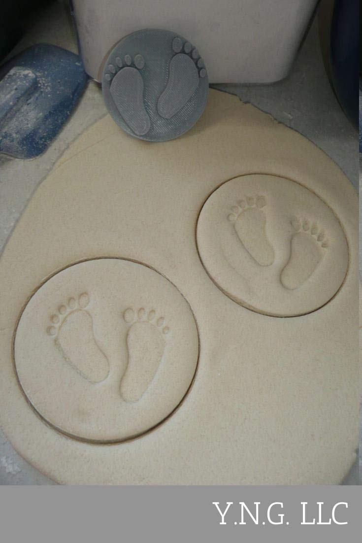 YNG BABY FEET DESIGN IMPRESSION SHOWER GENDER REVEAL COOKIE STAMP EMBOSSER BAKING TOOL 3D PRINTED MADE IN USA PR4013 Gray