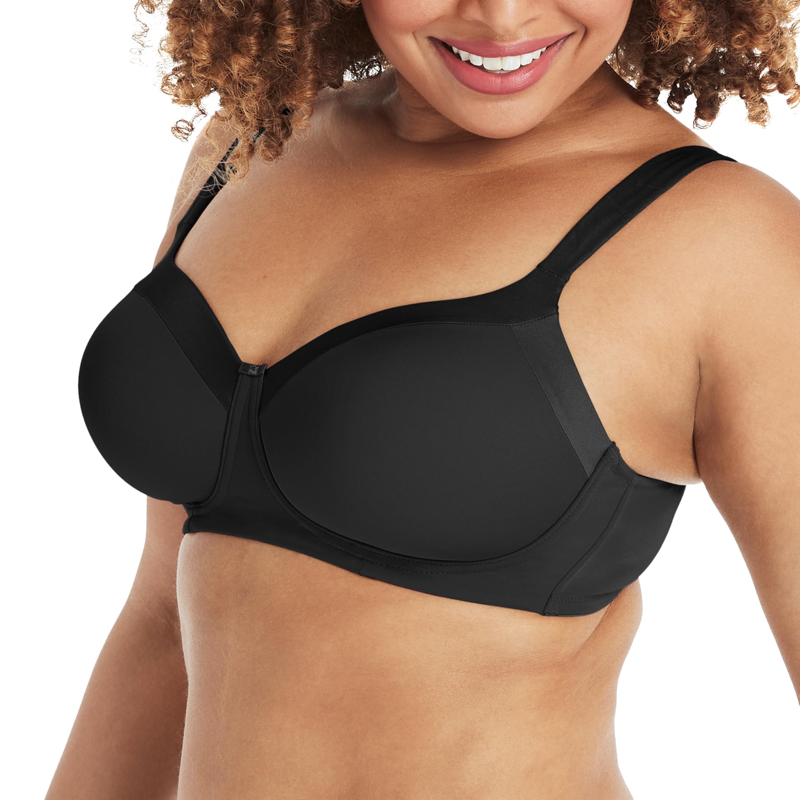 PLAYTEX Womens Secrets Full-coverage Wireless T-shirt For Full Figures, Us4824 Balconette Bra, Black, 38DDD US
