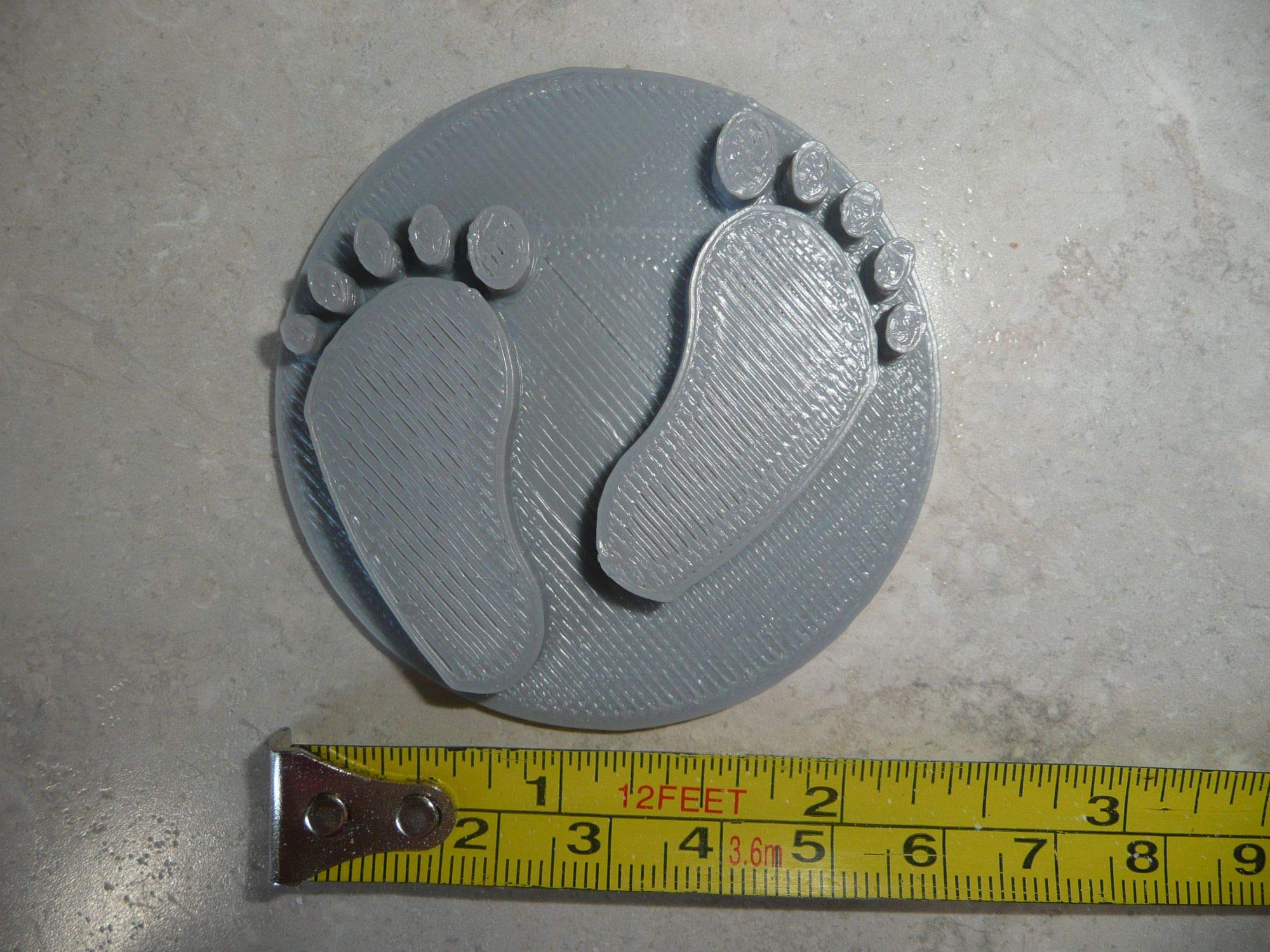 YNG BABY FEET DESIGN IMPRESSION SHOWER GENDER REVEAL COOKIE STAMP EMBOSSER BAKING TOOL 3D PRINTED MADE IN USA PR4013 Gray