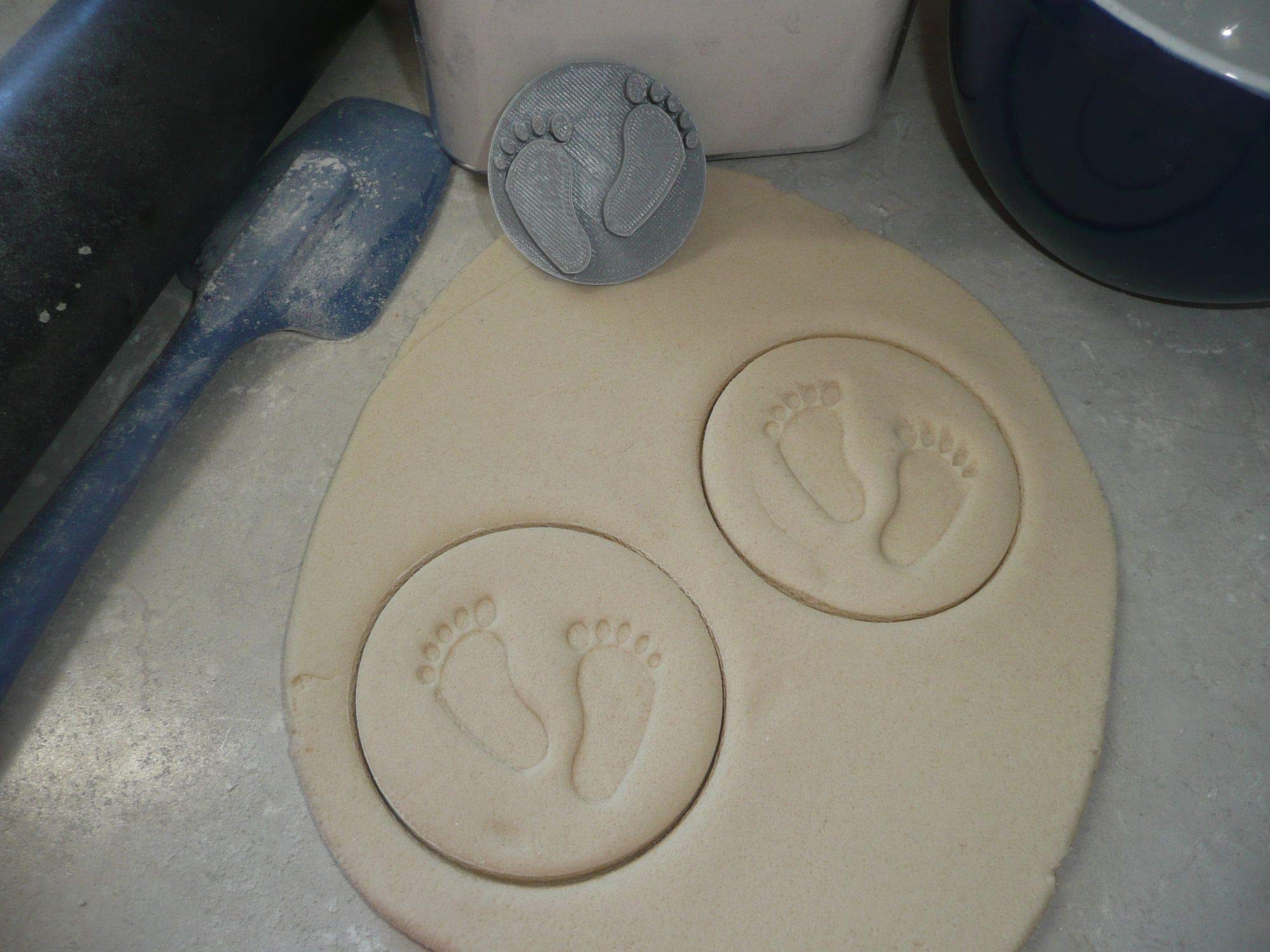 YNG BABY FEET DESIGN IMPRESSION SHOWER GENDER REVEAL COOKIE STAMP EMBOSSER BAKING TOOL 3D PRINTED MADE IN USA PR4013 Gray