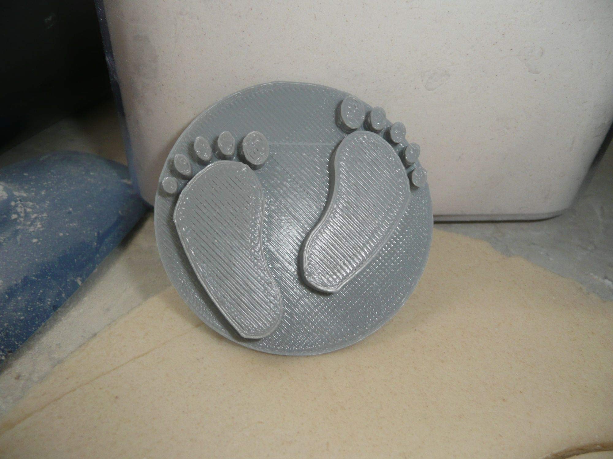 YNG BABY FEET DESIGN IMPRESSION SHOWER GENDER REVEAL COOKIE STAMP EMBOSSER BAKING TOOL 3D PRINTED MADE IN USA PR4013 Gray