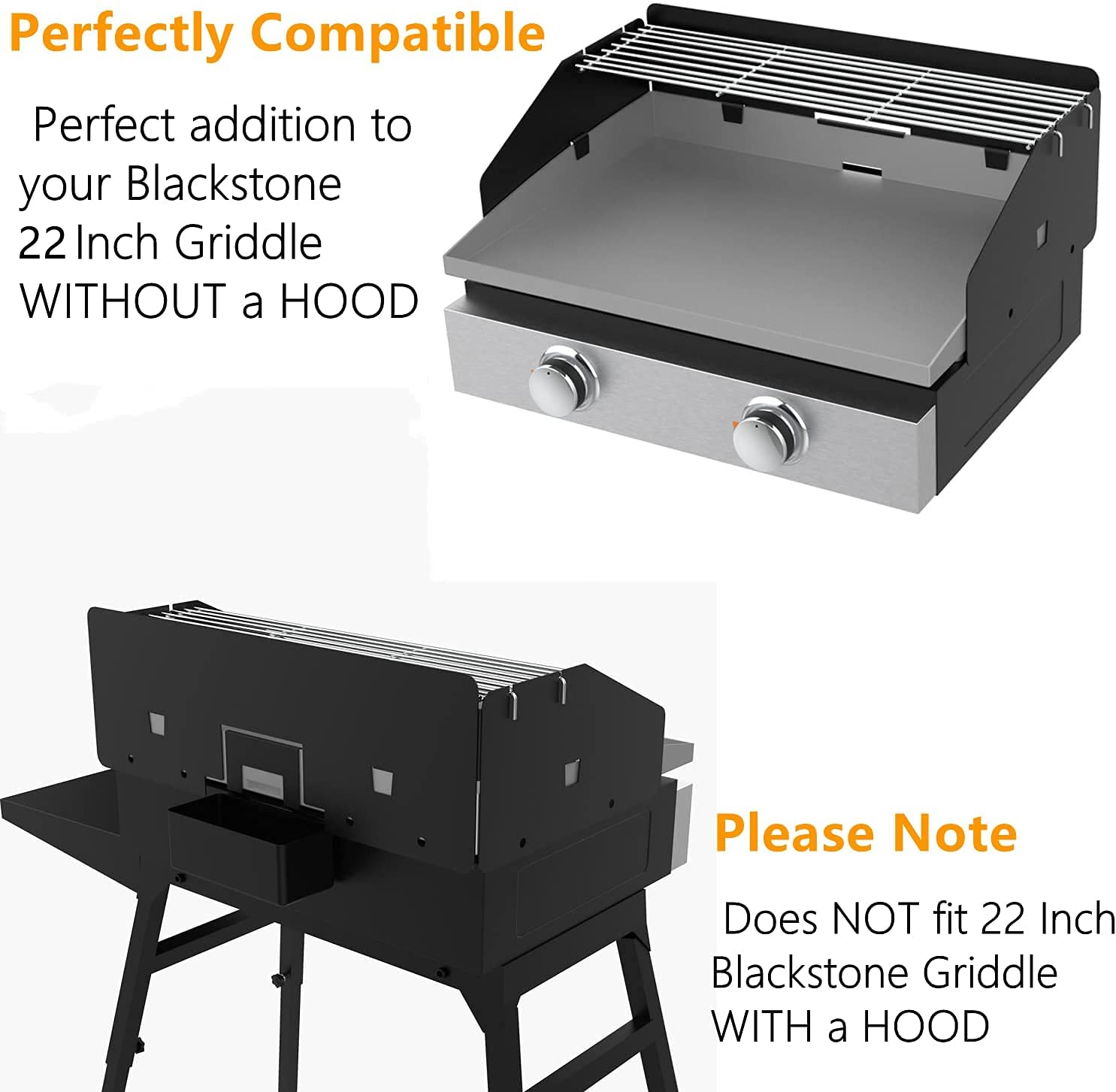 22 Inch Griddle Wind Guard/Wind Screen and Griddle Warming Rack for Blackstone 22 Inch Griddle, Griddle Accessories Kit for Blackstone (For 22")