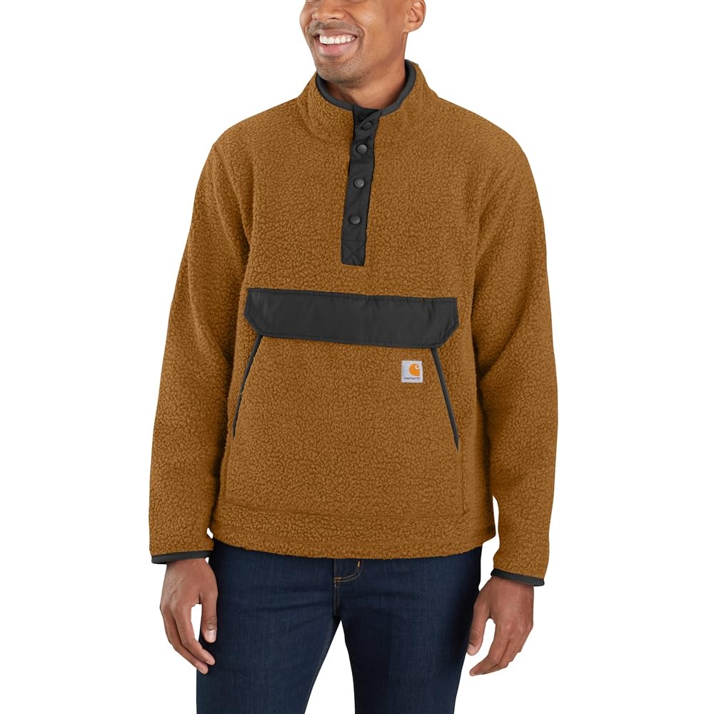 Carhartt mens Relaxed Fit Pullover Fleece Jacket, Carhartt Brown, XX-Large US