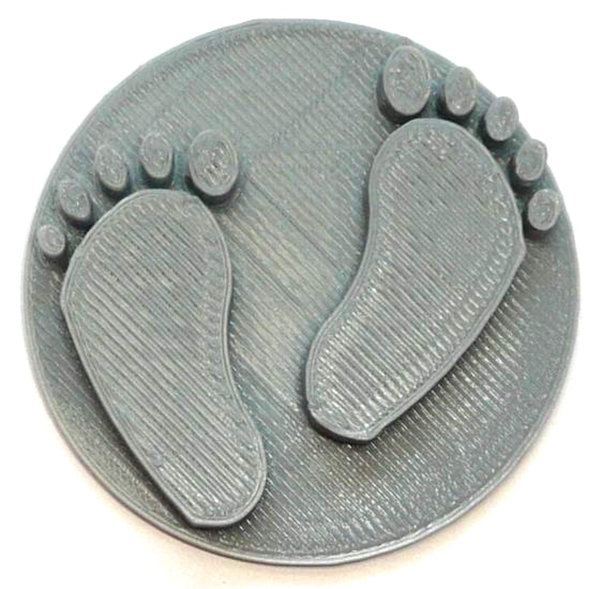 YNG BABY FEET DESIGN IMPRESSION SHOWER GENDER REVEAL COOKIE STAMP EMBOSSER BAKING TOOL 3D PRINTED MADE IN USA PR4013 Gray